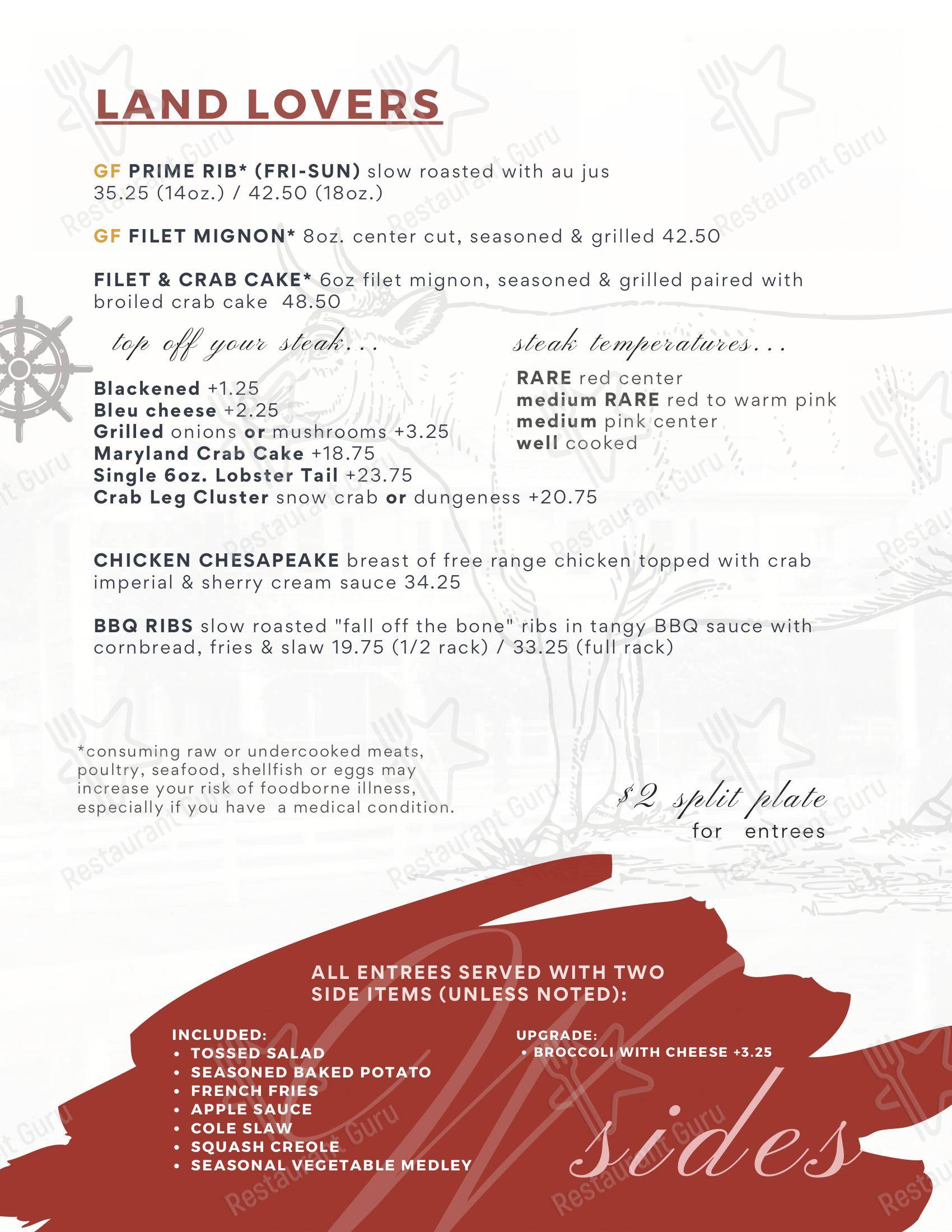Menu at The Wellwood Restaurant, Charlestown, 523 Water St