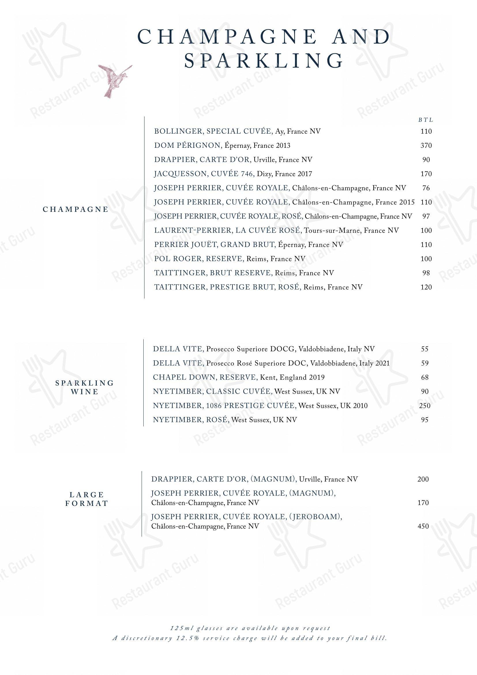 Menu at Wagtail pub & bar, London