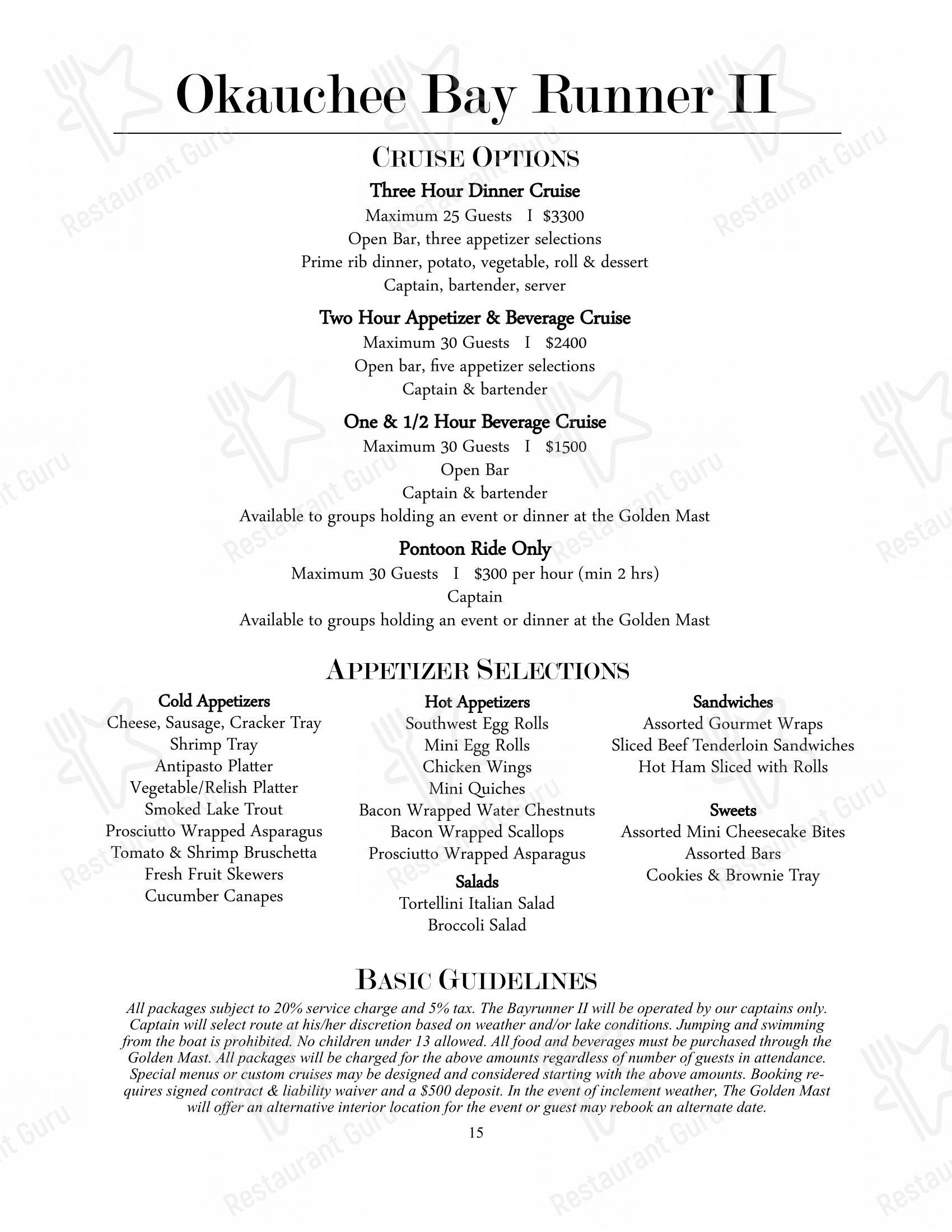 Menu at Weissgerber's Golden Mast Inn restaurant, Okauchee Lake, 5293 ...