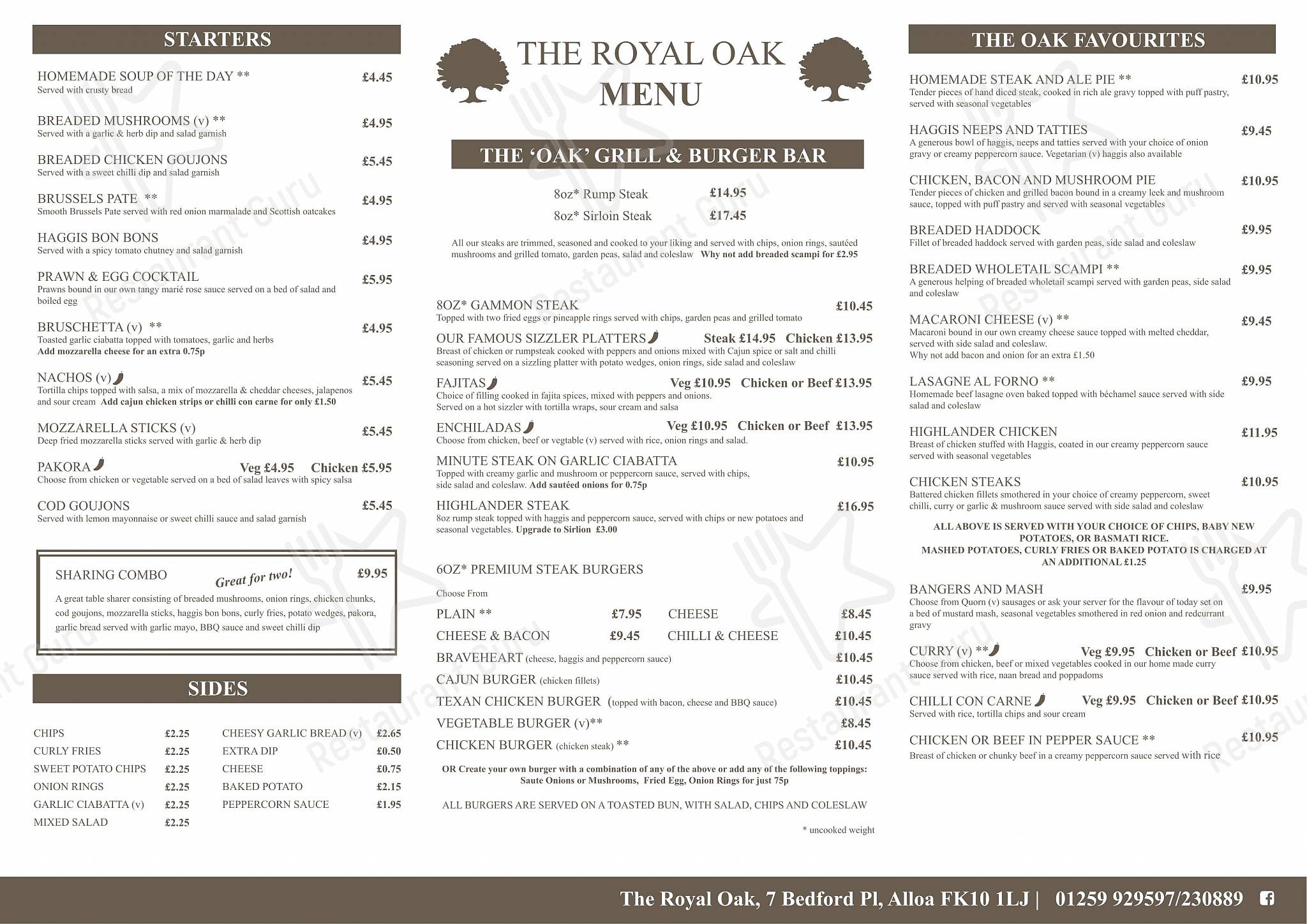 Menu at Royal Oak Alloa pub & bar, Alloa