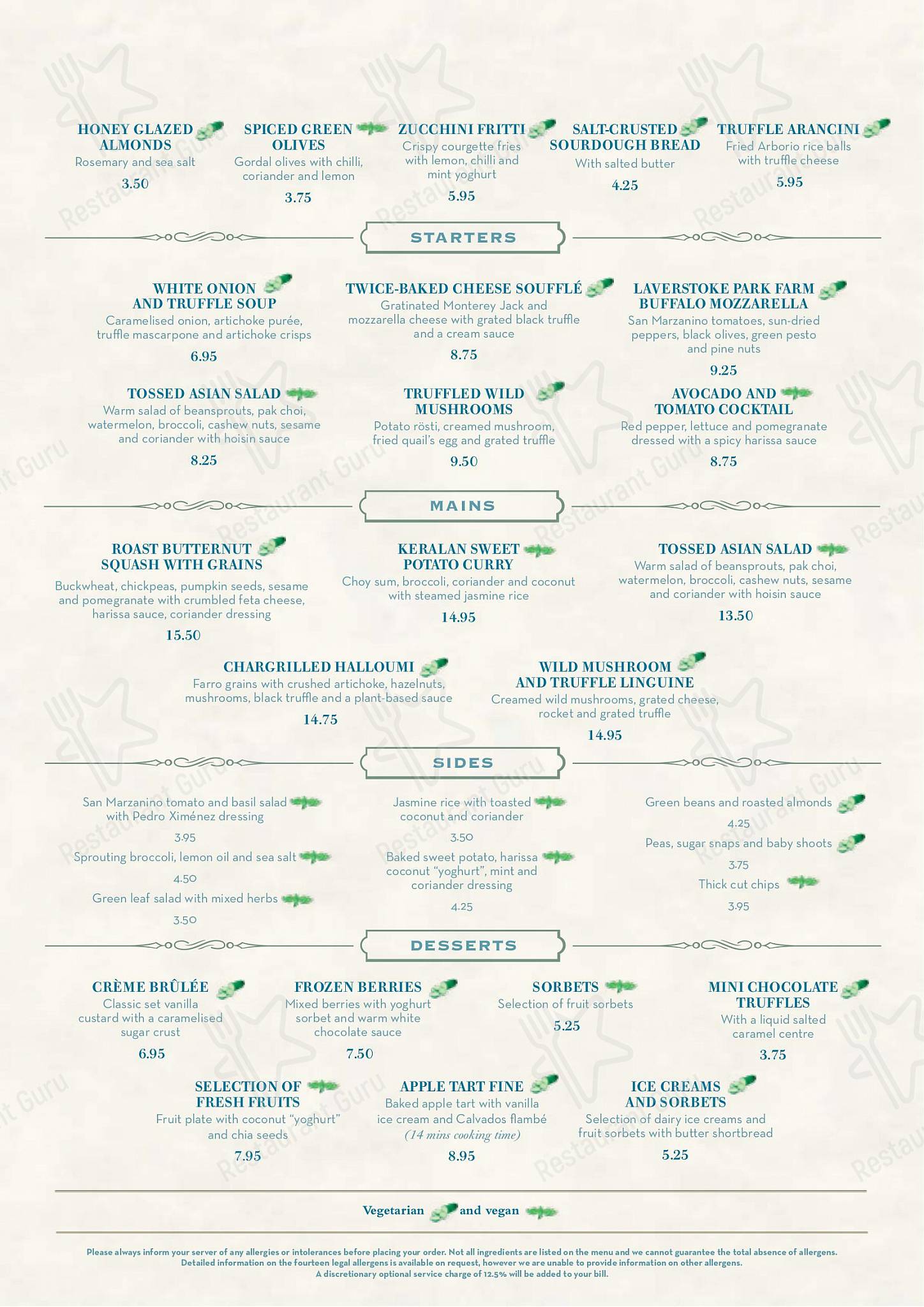 Menu at The Ivy Cobham Garden restaurant, Cobham