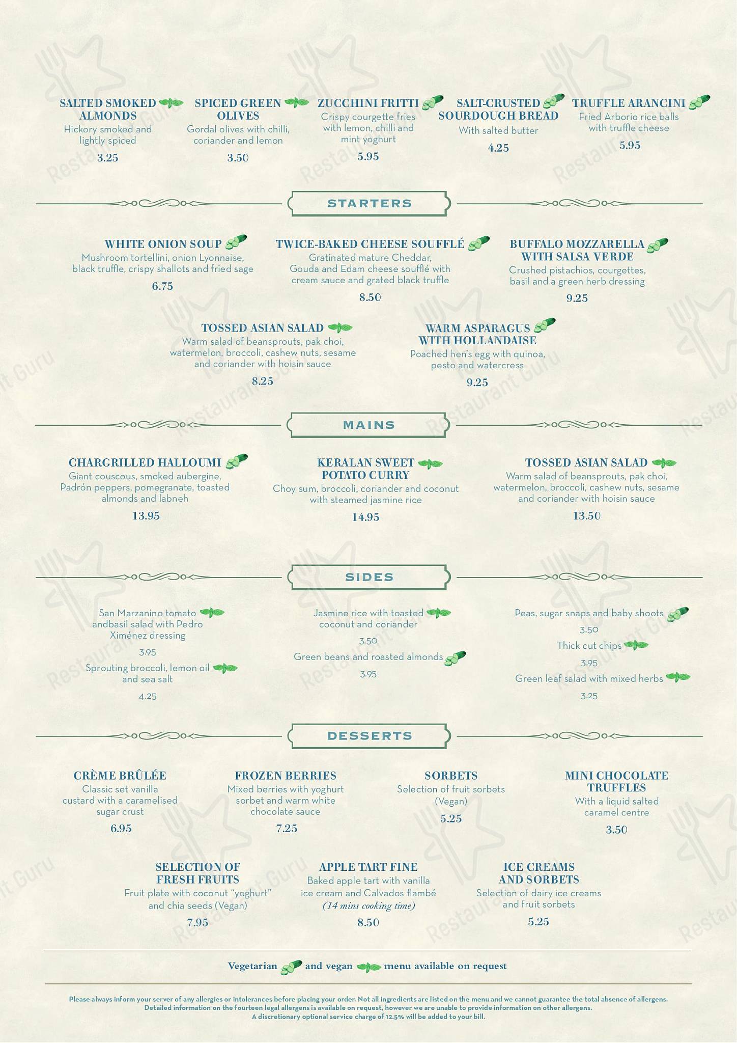 Menu at The Ivy Cobham Garden restaurant, Cobham